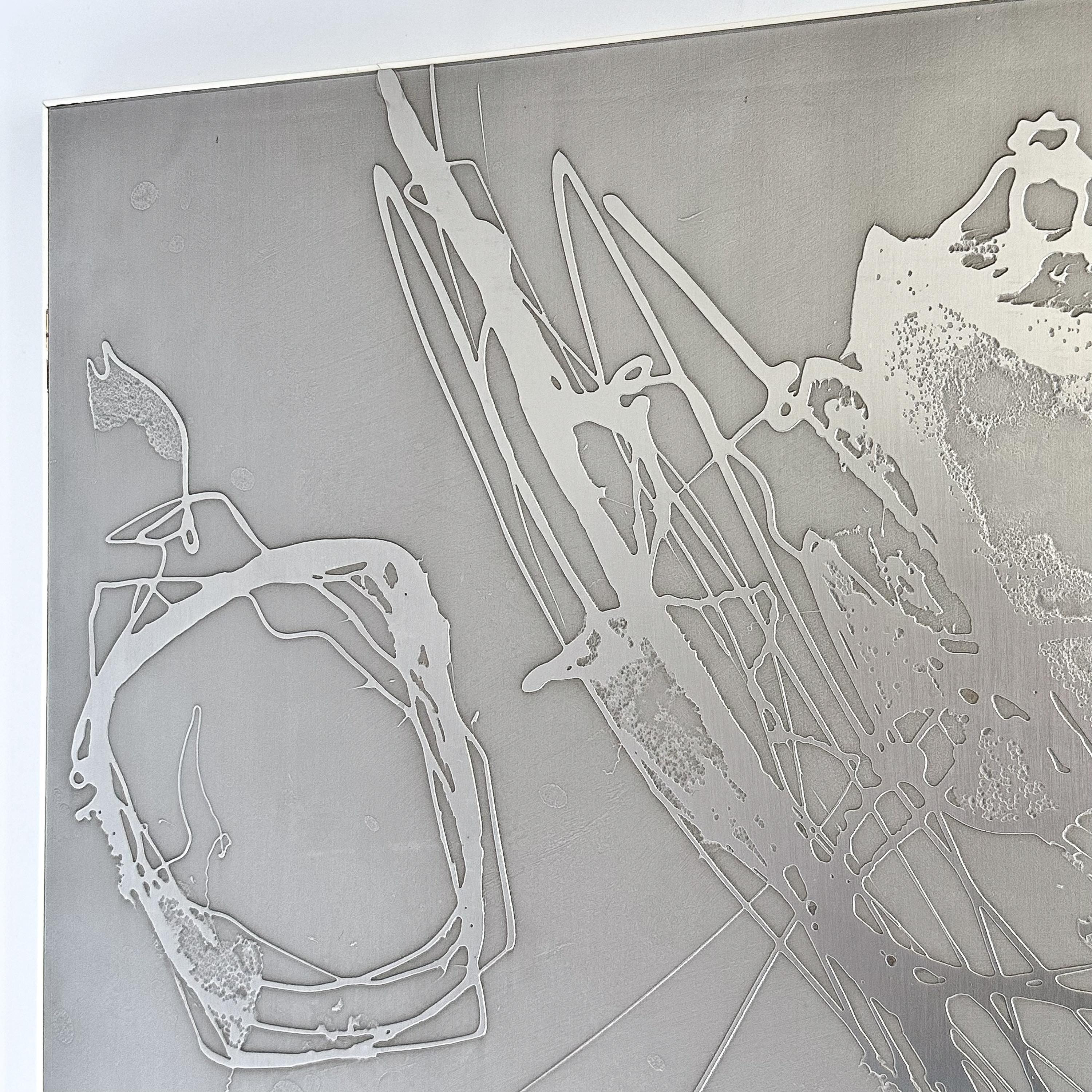 Framed Abstract Etched Aluminum Wall Art For Sale at 1stDibs