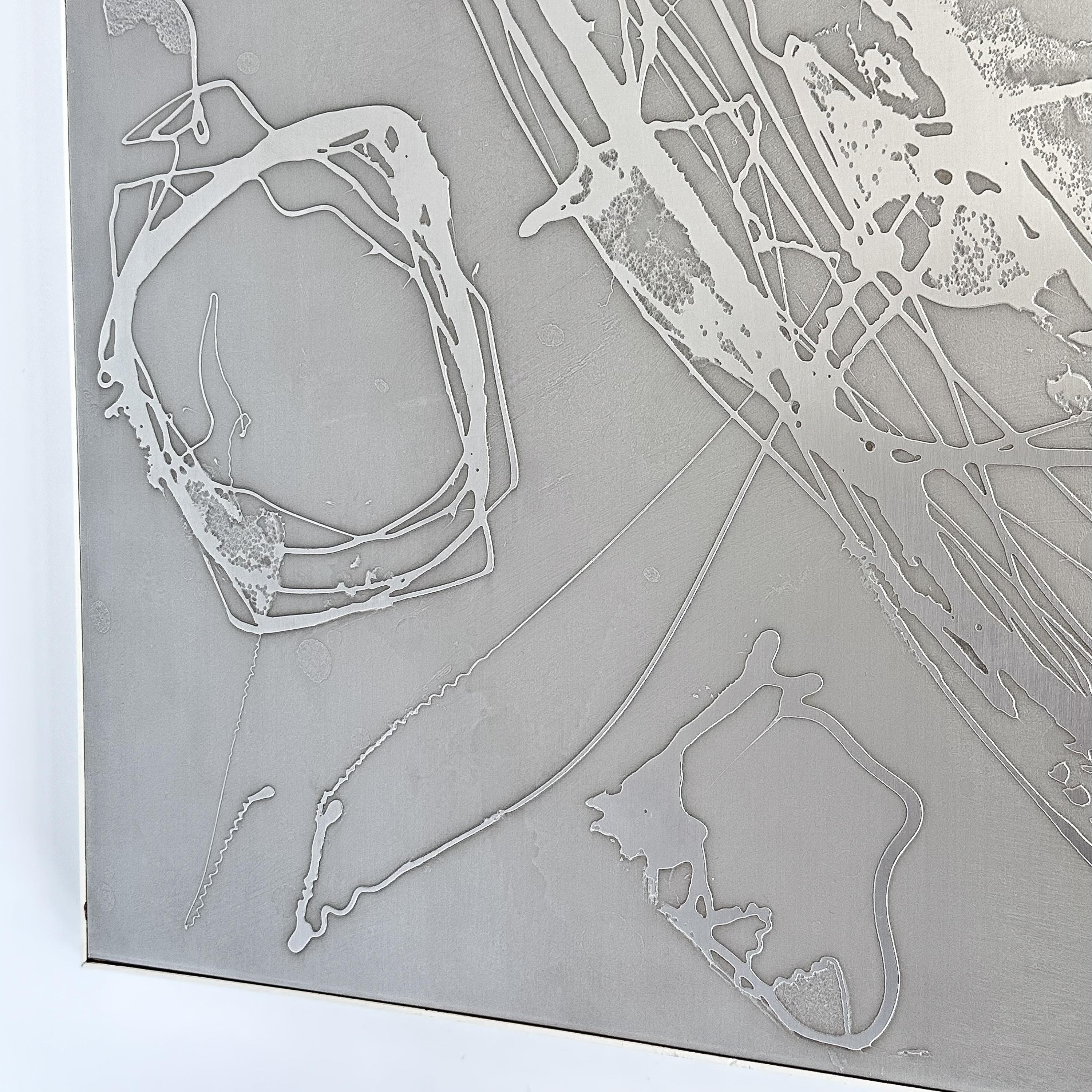 Framed Abstract Etched Aluminum Wall Art For Sale at 1stDibs