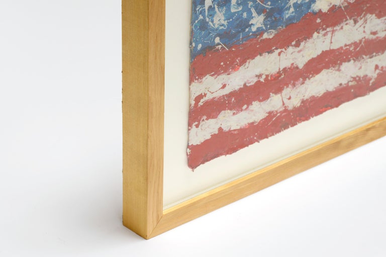 Framed Abstract Expressionist American Flag Painting at 1stDibs