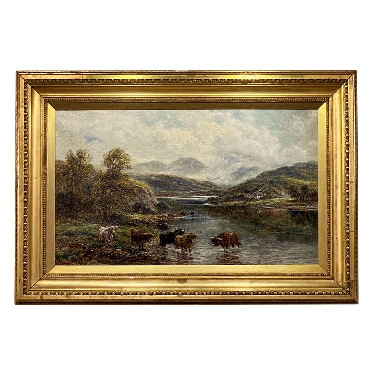 Framed and Signed English Oil Painting of River Landscape by Andrew Lennox at 1stDibs
