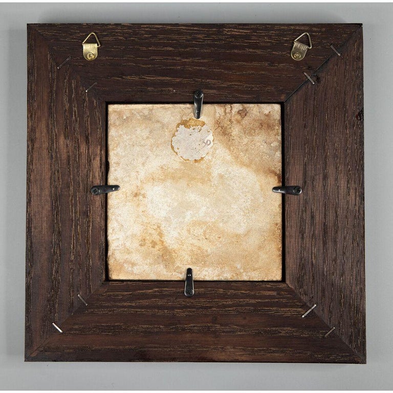 Framed Antique 18th Century Dutch Delft Floral Tile For Sale at 1stDibs