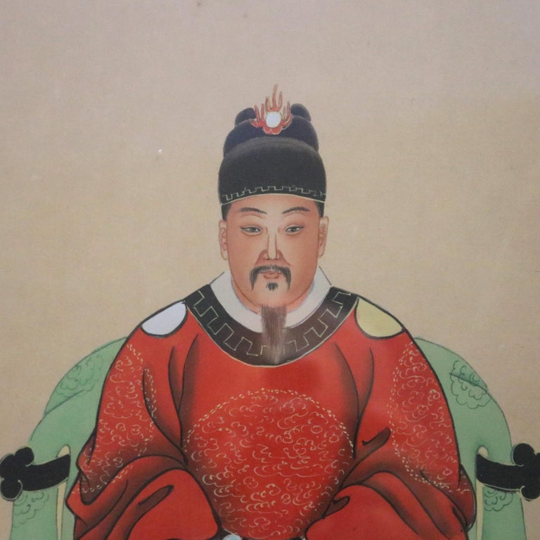 Framed Antique Chinese Ancestral Portrait Prints of Man and Woman ...