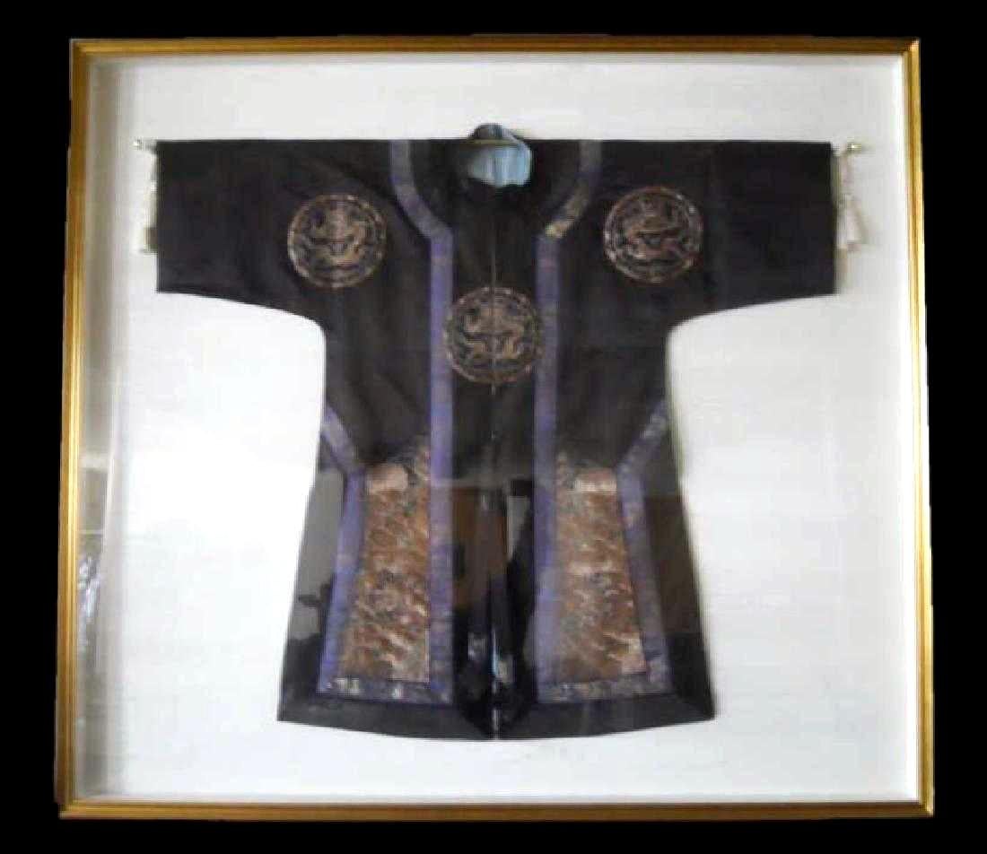 Framed Antique Chinese Silk Robe with Dragon Design For Sale at 1stDibs ...