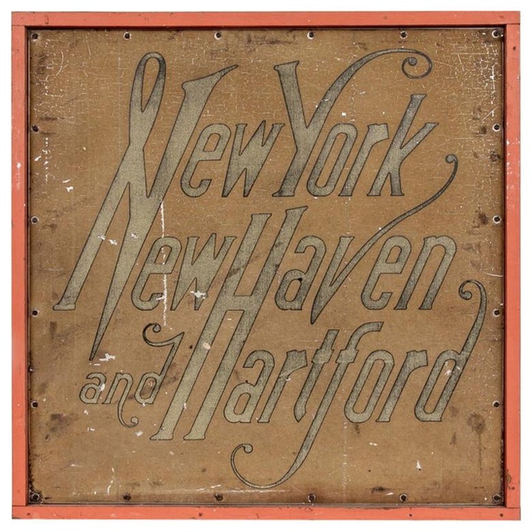 Framed Antique Connecticut Railroad Sign at 1stDibs