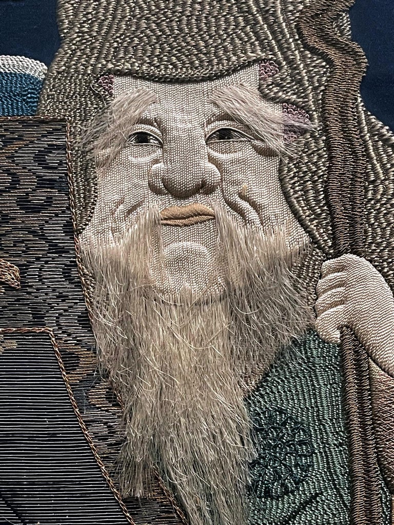 Framed Antique Japanese Embroidery Fukusa Panel For Sale at 1stDibs