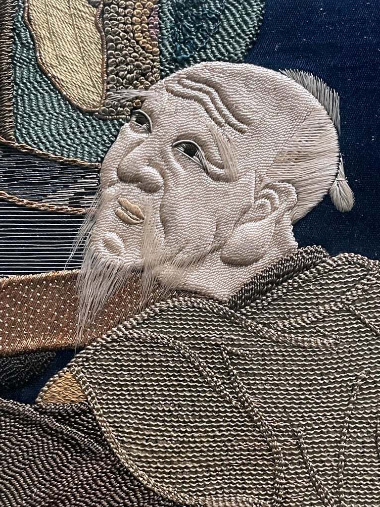 Framed Antique Japanese Embroidery Fukusa Panel For Sale at 1stDibs