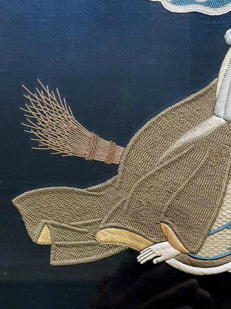 Framed Antique Japanese Embroidery Fukusa Panel For Sale at 1stDibs