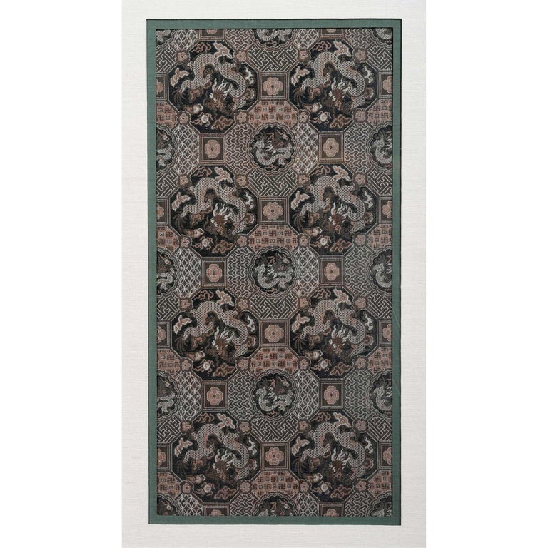 Framed Chinese Antique Brocade Dragon Panel For Sale at 1stDibs