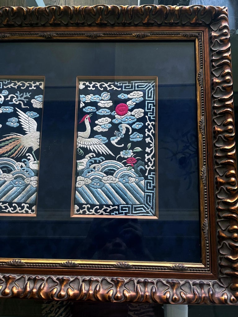 Framed Chinese Qing Dynasty Embroidered Fifth Rank Badge For Sale at ...