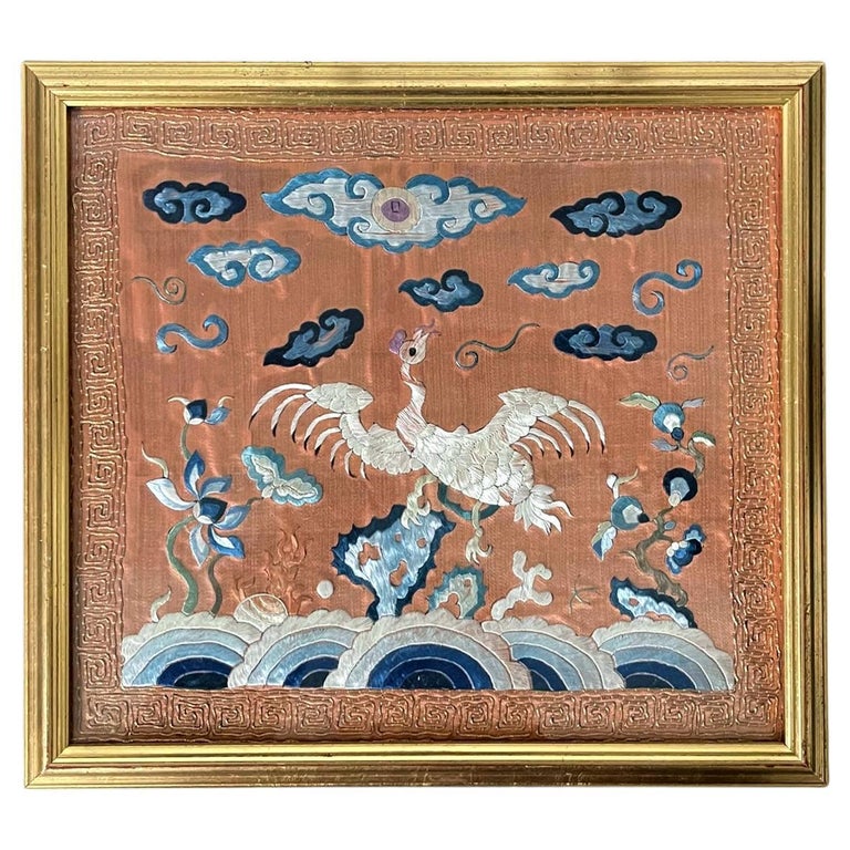 Framed Chinese Qing Dynasty Embroidered First Rank Badge For Sale at ...