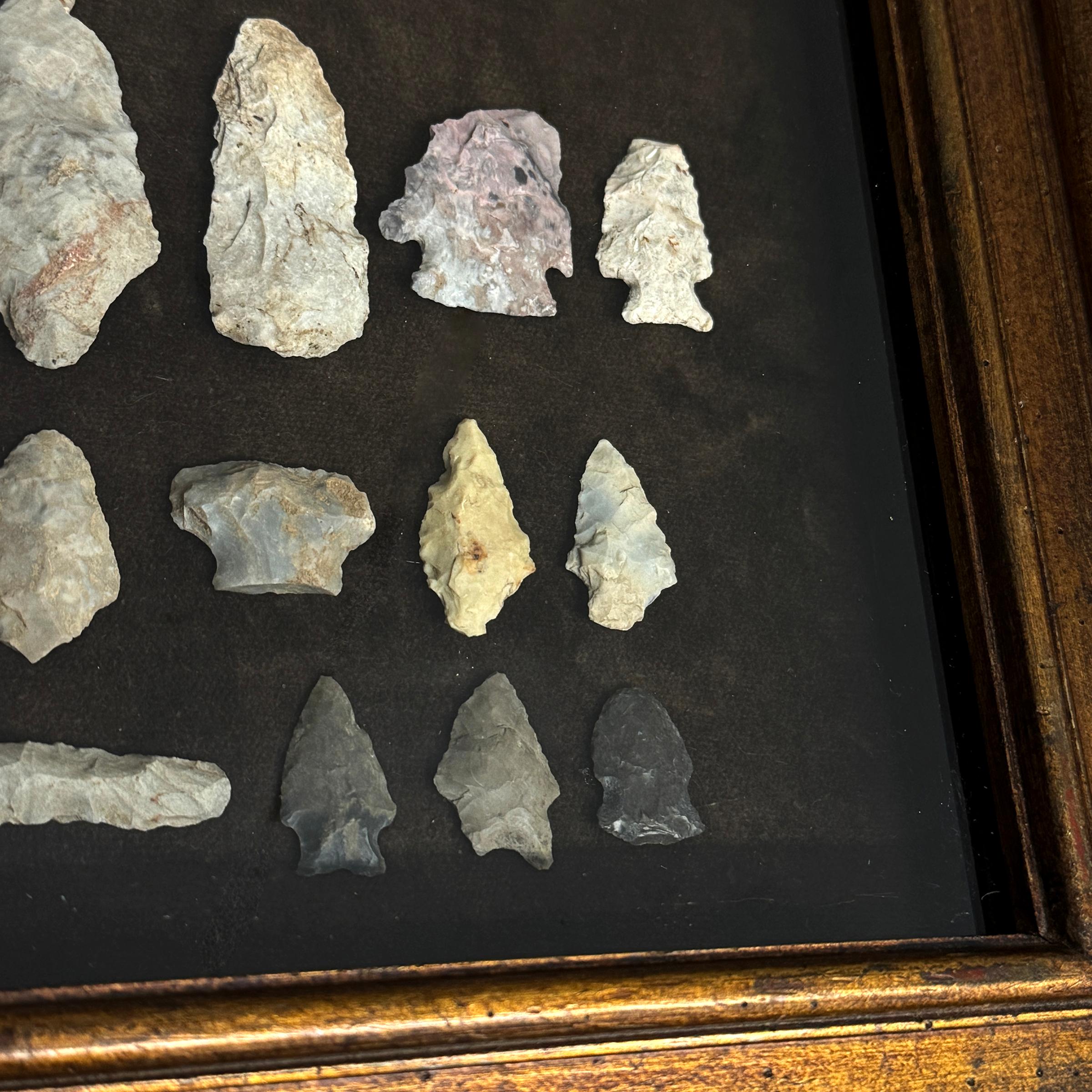 Framed Collection of Twenty-Eight Native American Arrowheads at 1stDibs