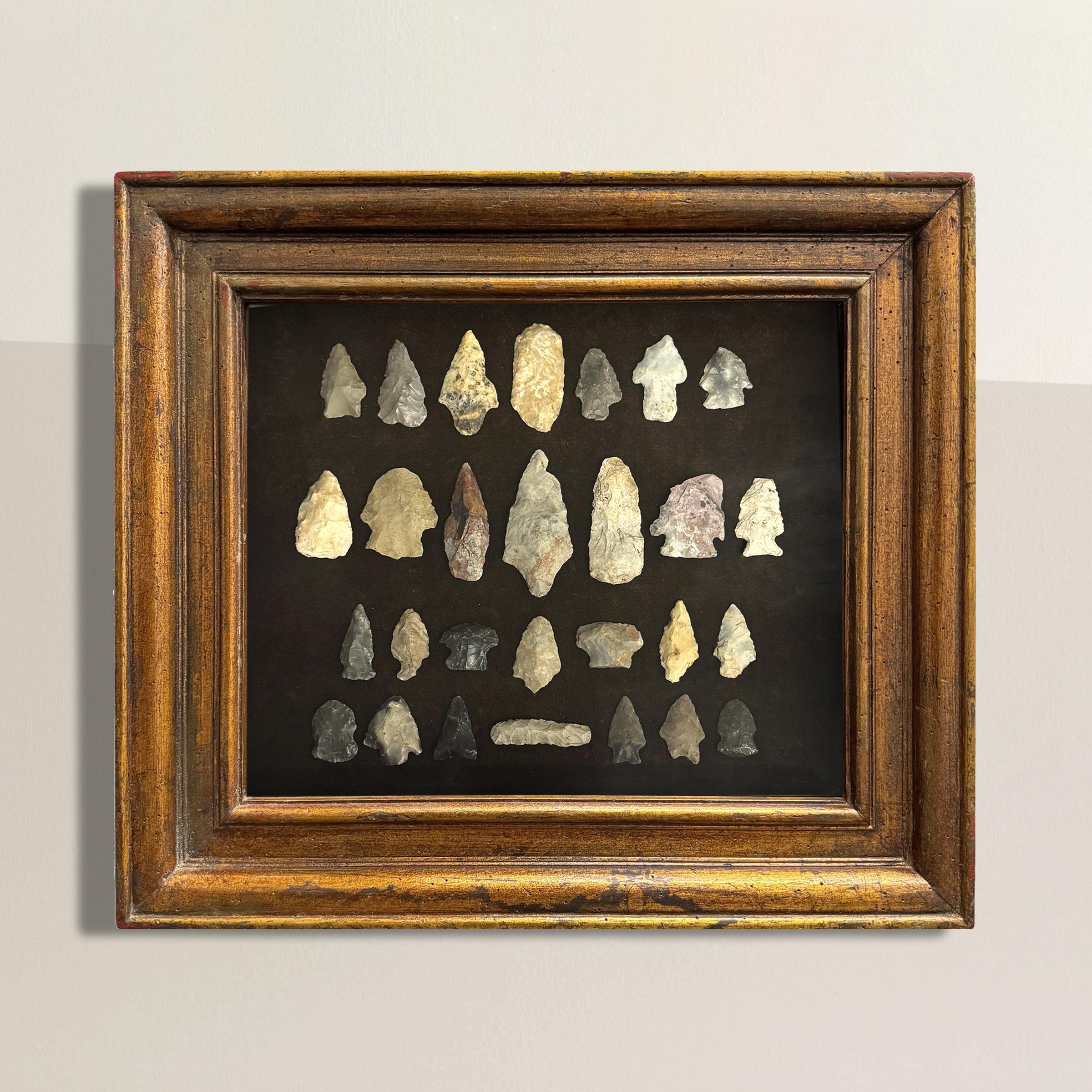Framed Collection of Twenty-Eight Native American Arrowheads at 1stDibs