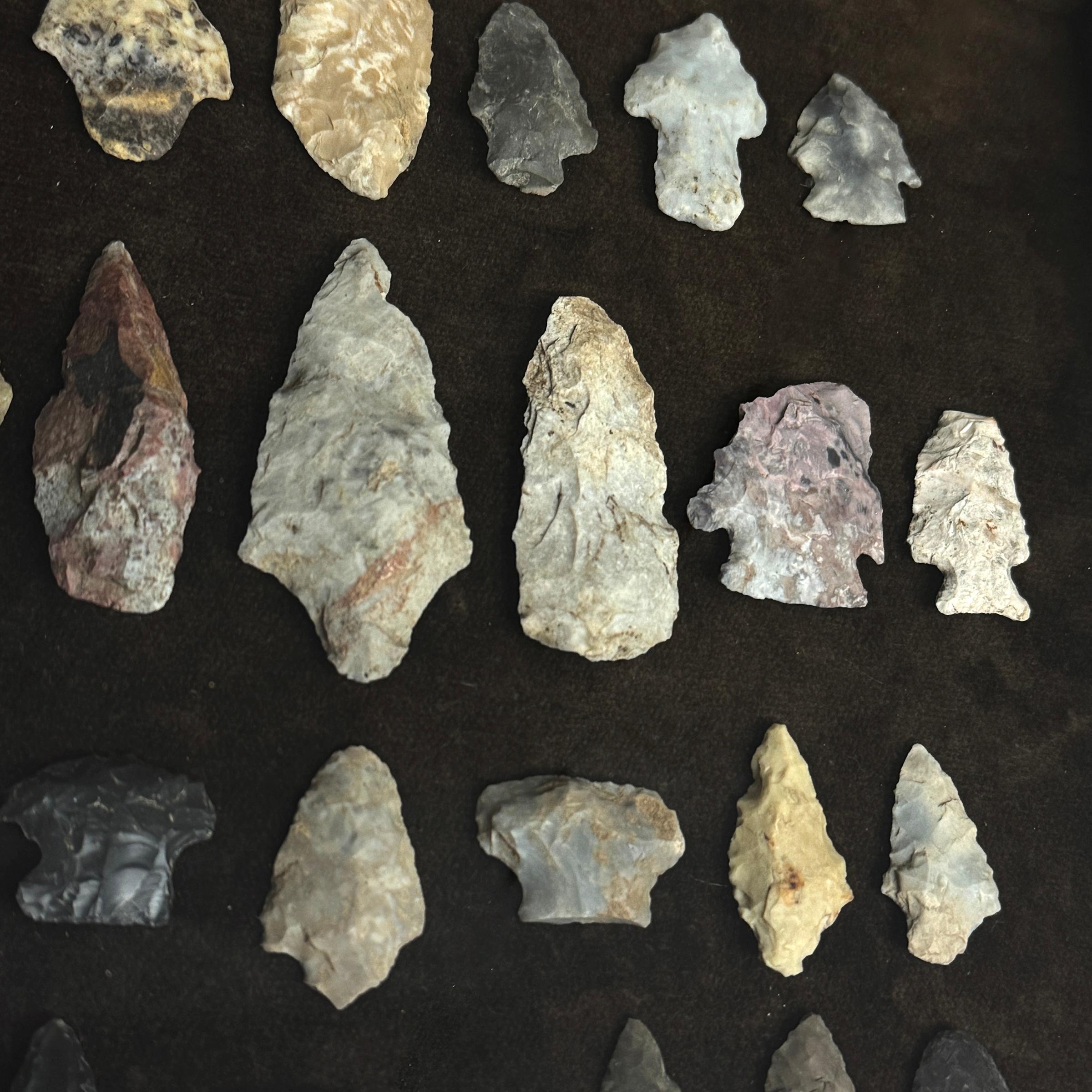 Framed Collection of Twenty-Eight Native American Arrowheads at 1stDibs