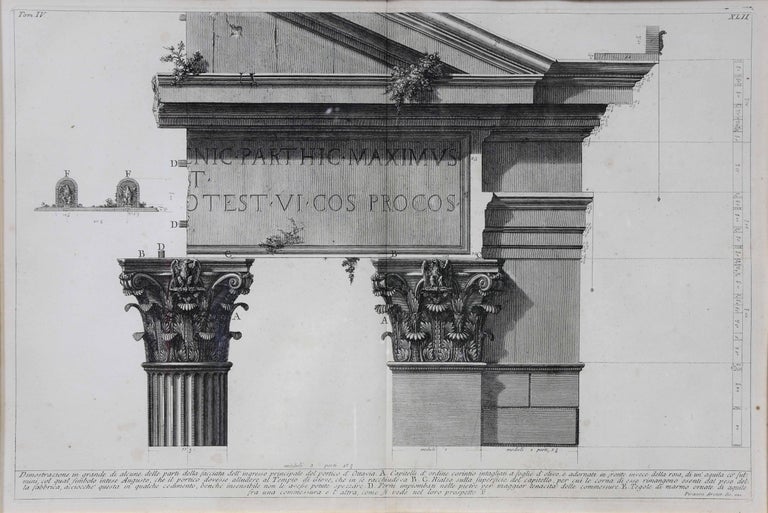 Framed Engraving of a Corinthian Column and Architrave by Francisco ...
