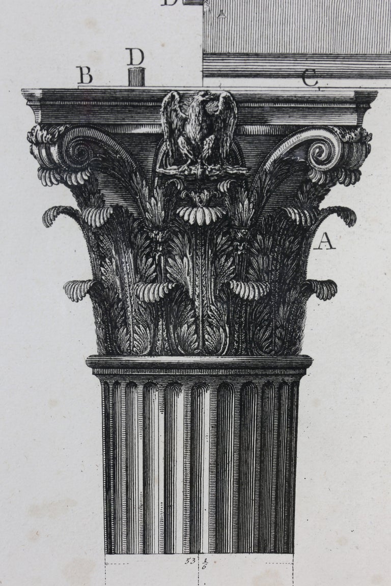 Framed Engraving of a Corinthian Column and Architrave by Francisco ...