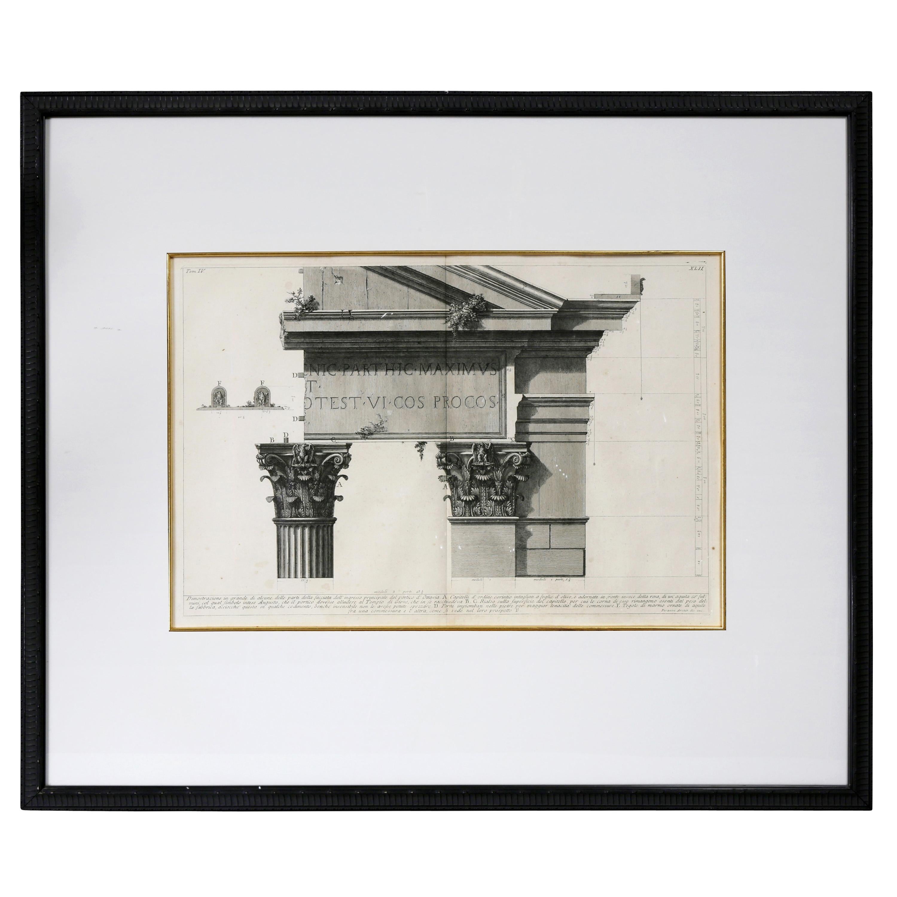 Framed Engraving of a Corinthian Column and Architrave by Francisco ...