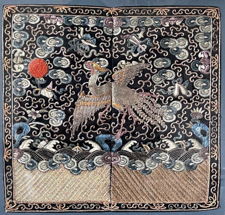 Framed Fine Embroidered Fifth Rank Badge Chinese Qing Dynasty For Sale ...