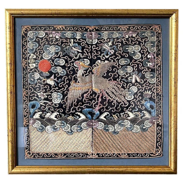Framed Fine Embroidered Fifth Rank Badge Chinese Qing Dynasty For Sale ...