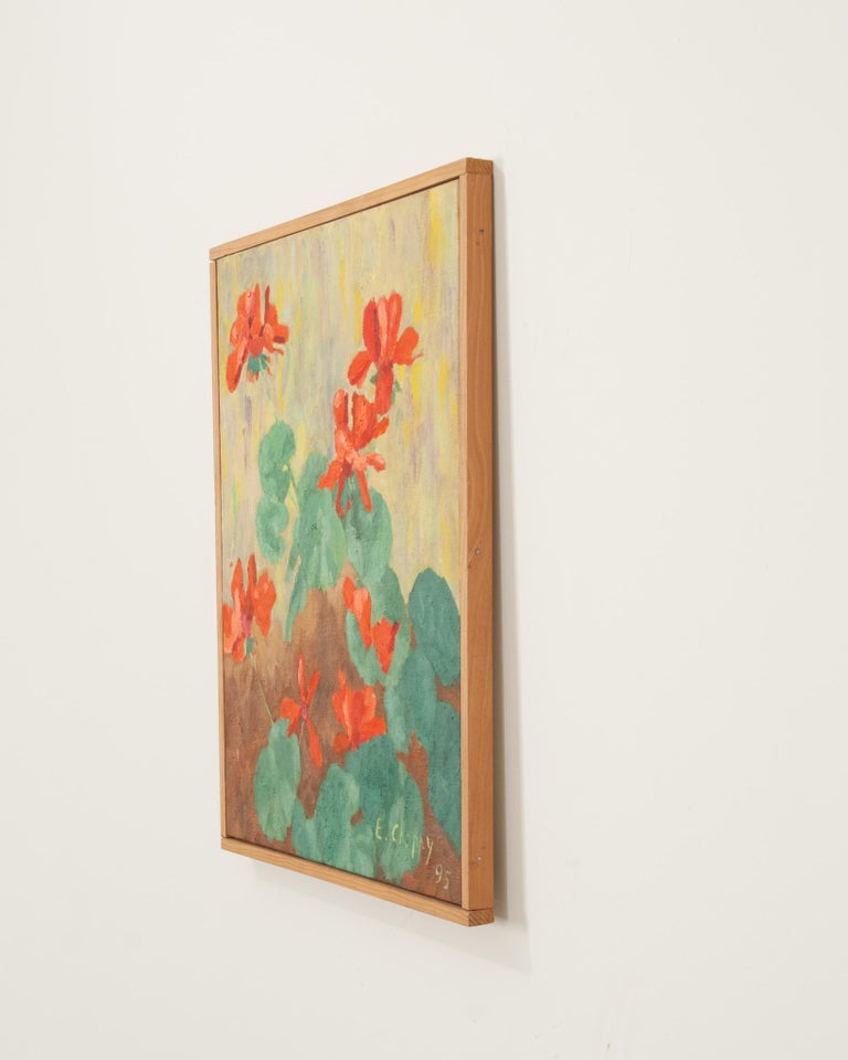 Framed French Painting of Geraniums For Sale at 1stDibs