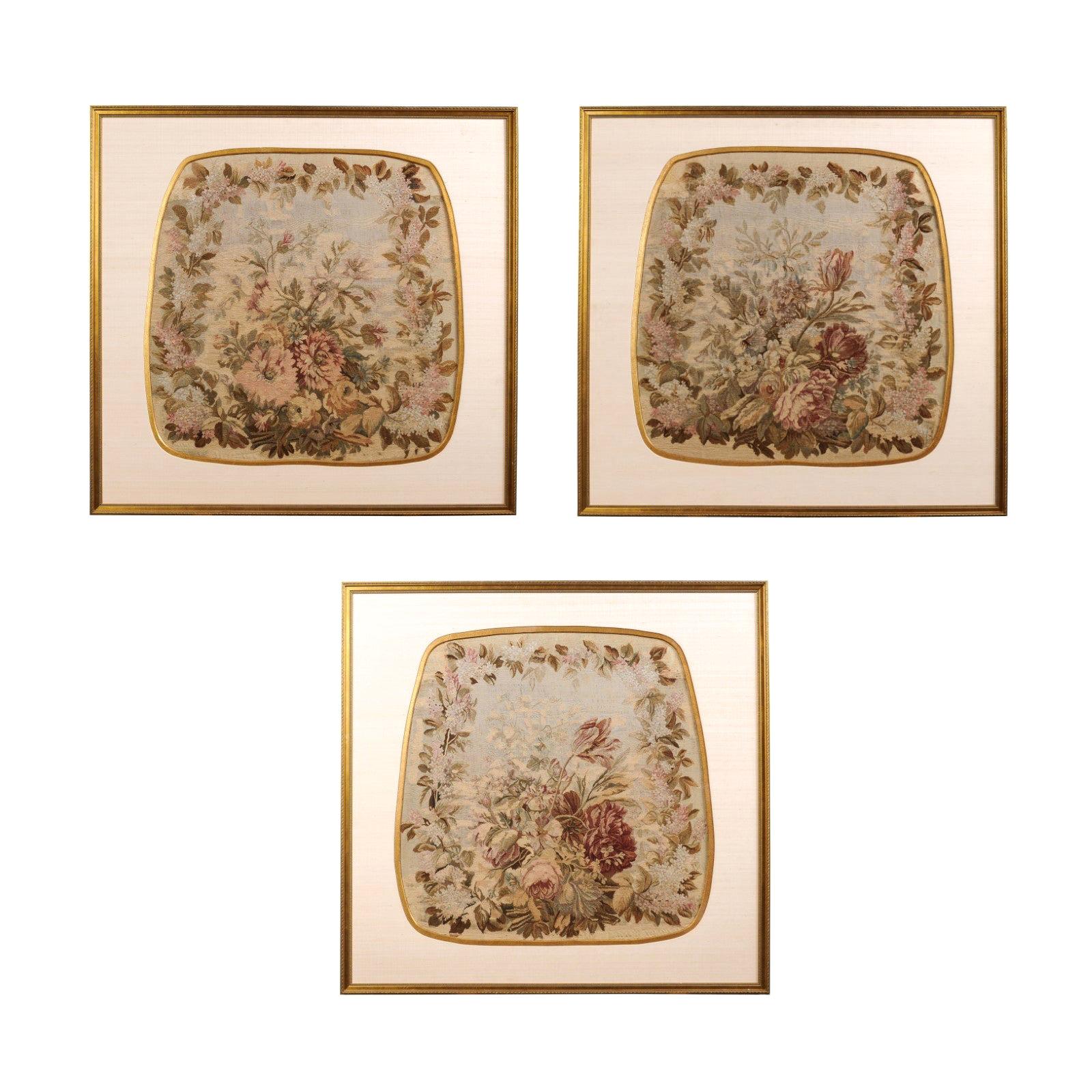 Framed Antique circa 1550 European Silk Tapestry/Bed Spread with Ornate ...