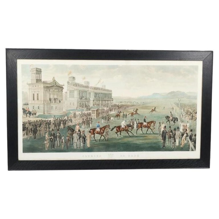 Framed French Turn of Century Horse Race For Sale at 1stDibs