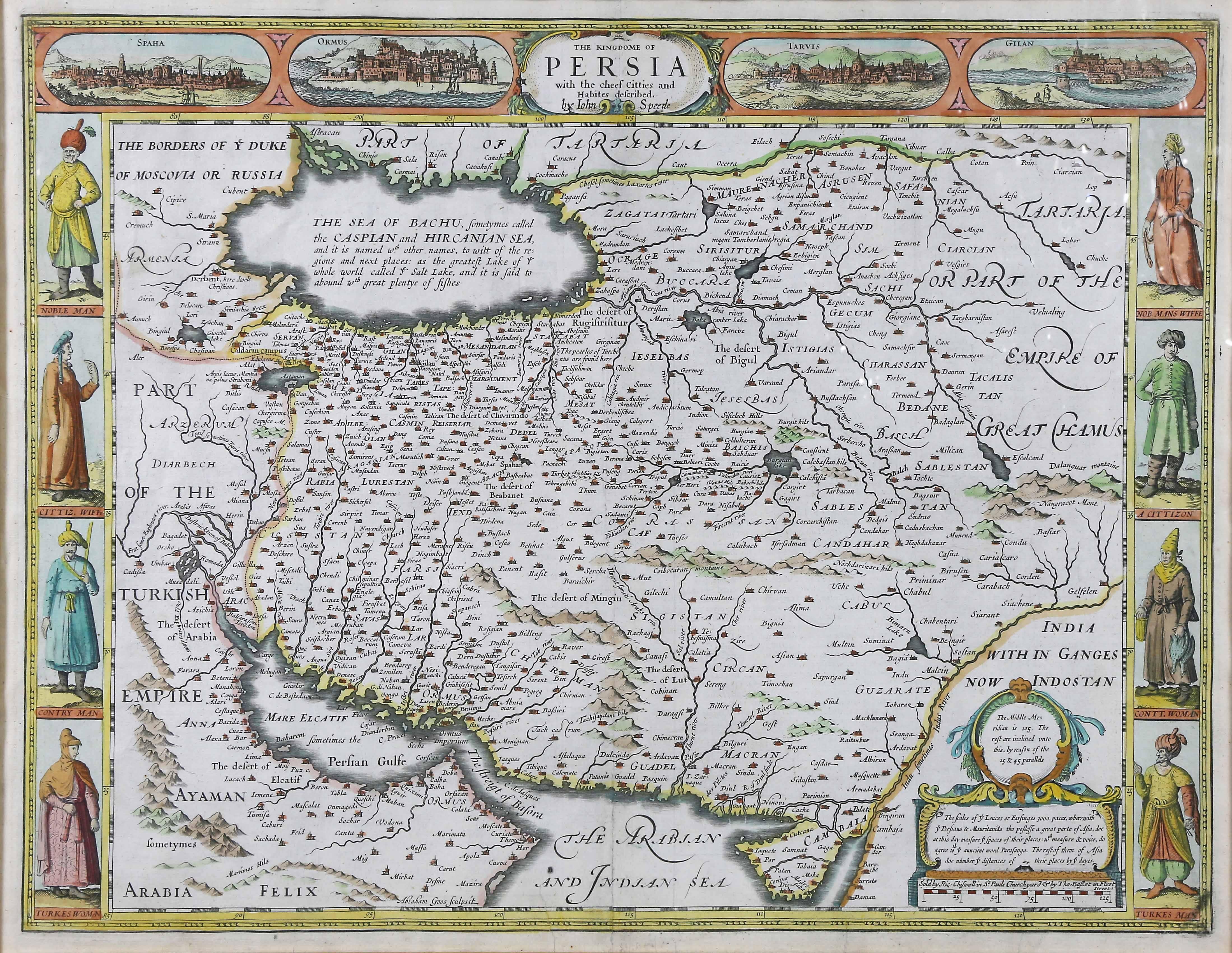 Framed Hand Colored Map of Persia by John Speed For Sale at 1stDibs ...