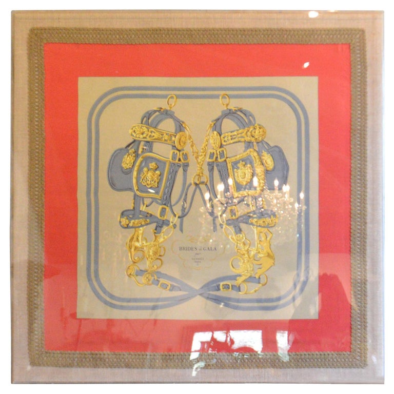 Framed Hermes Vintage Scarf at 1stDibs