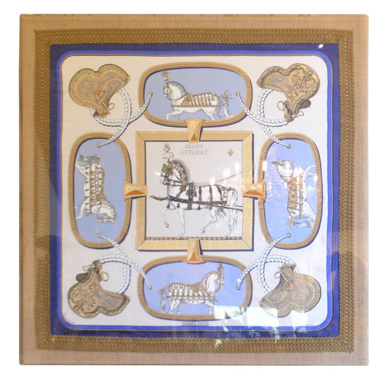 Framed Hermes Vintage Scarf at 1stDibs