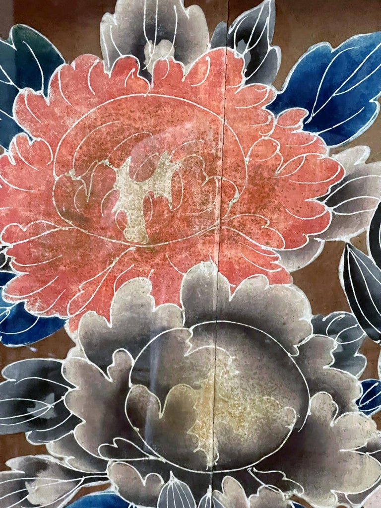 Framed Japanese Textile Art with Resist Yuzen Dye For Sale at 1stDibs