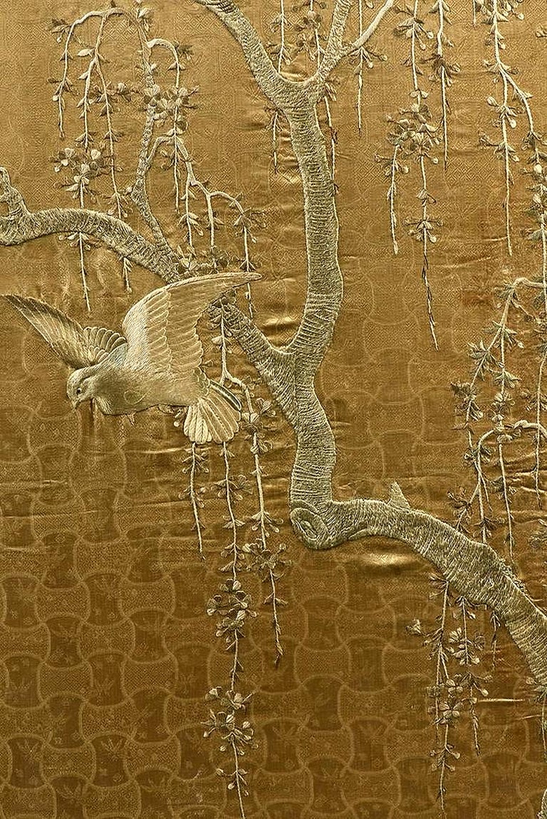 Framed Large Japanese Relief Embroidery Textile at 1stDibs