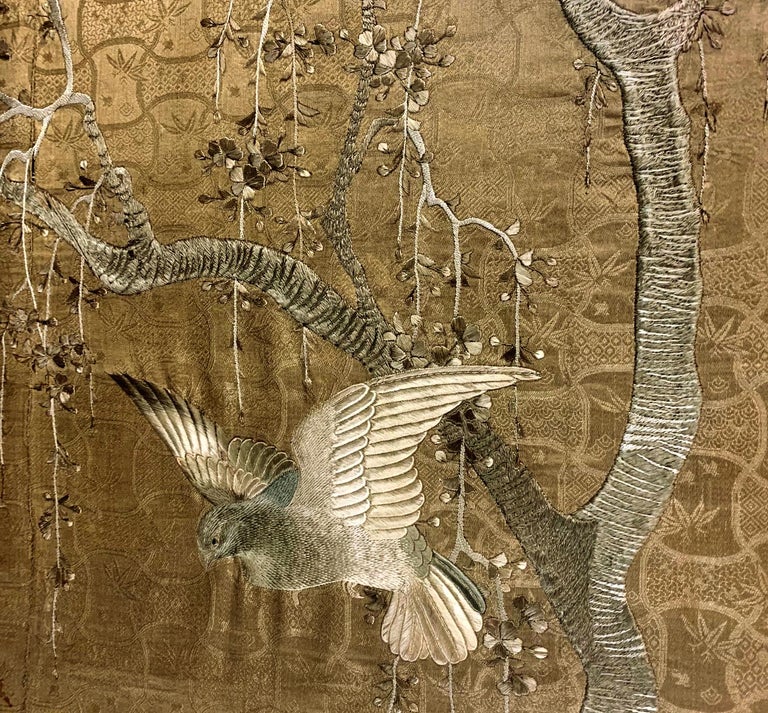 Framed Large Japanese Relief Embroidery Textile at 1stDibs