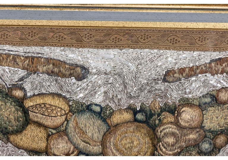 Framed Large Scale Antique Embroidered Panel For Sale at 1stDibs