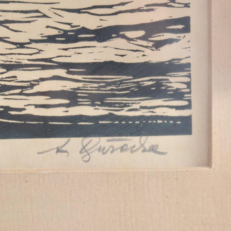 Framed Linocut Art Devin by Duracka, Czechoslovakia, circa 1960 For ...