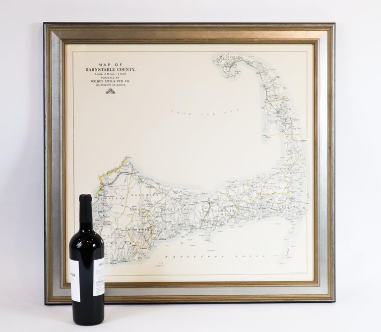 Framed Map of Cape Cod, Massachusetts at 1stDibs | framed map of cape cod