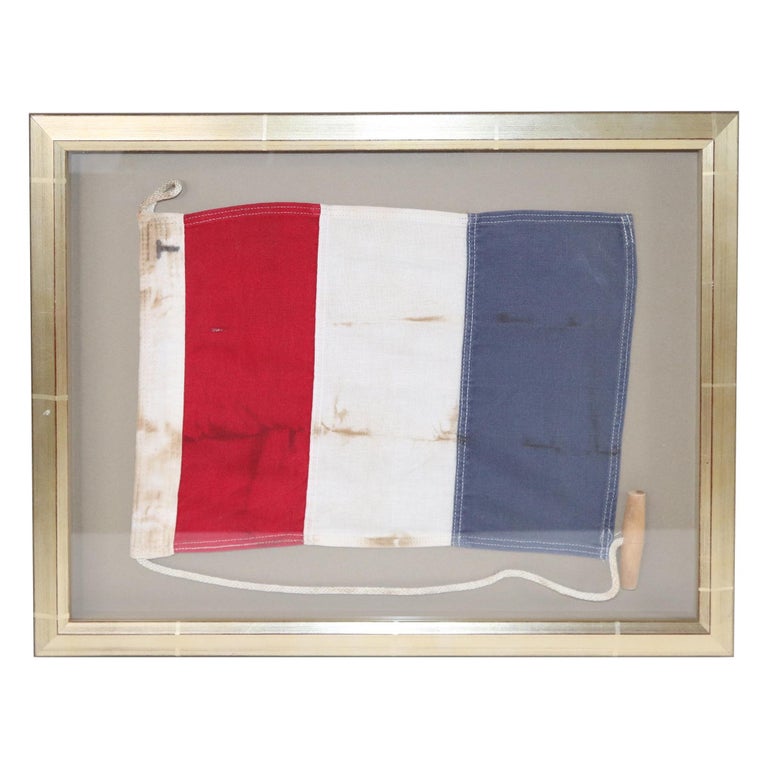 Framed Maritime Signal Flag of Letter T For Sale at 1stDibs