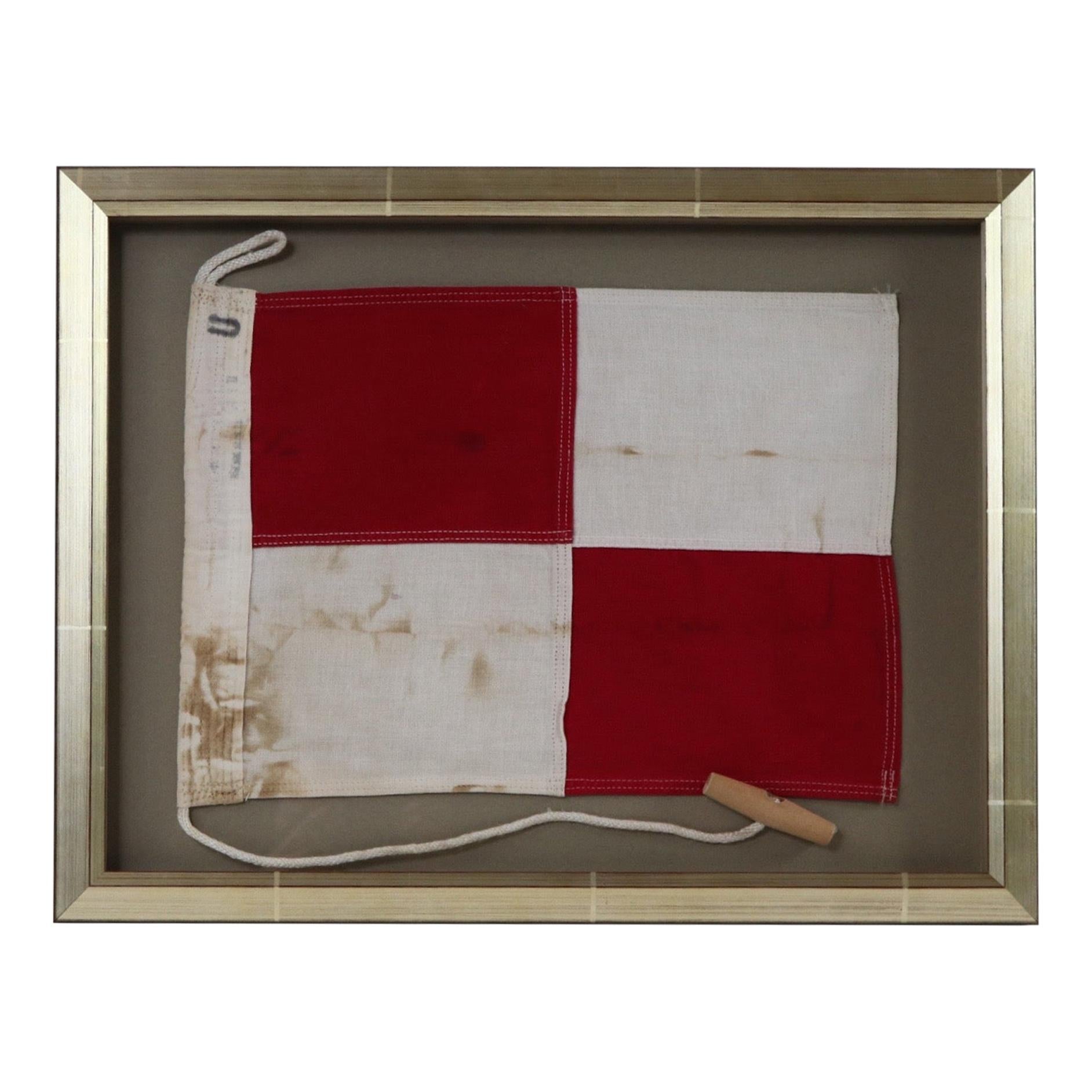 Framed Maritime Signal Flag of Letter V For Sale at 1stDibs