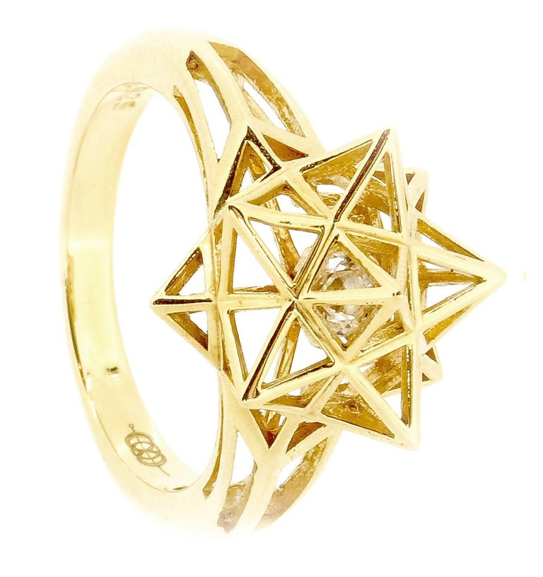 Framed Mini Diamond 18 Karat Gold Ring For Sale at 1stDibs