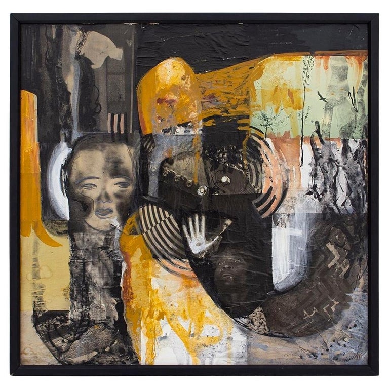 Framed Mixed Media Collage by Sylvia Krissoff For Sale at 1stDibs
