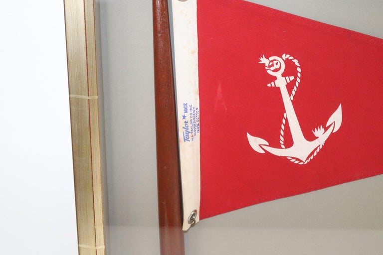 Framed Nautical Bow Pennant with Anchor For Sale at 1stDibs