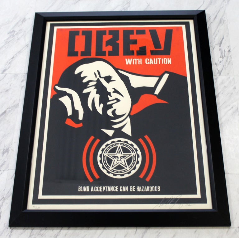 Framed Obey with Caution by Shepard Fairy Obey Giant Screenprint 73/250 ...