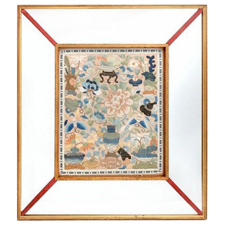 Framed Chinese Antique Embroidery Panel at 1stDibs