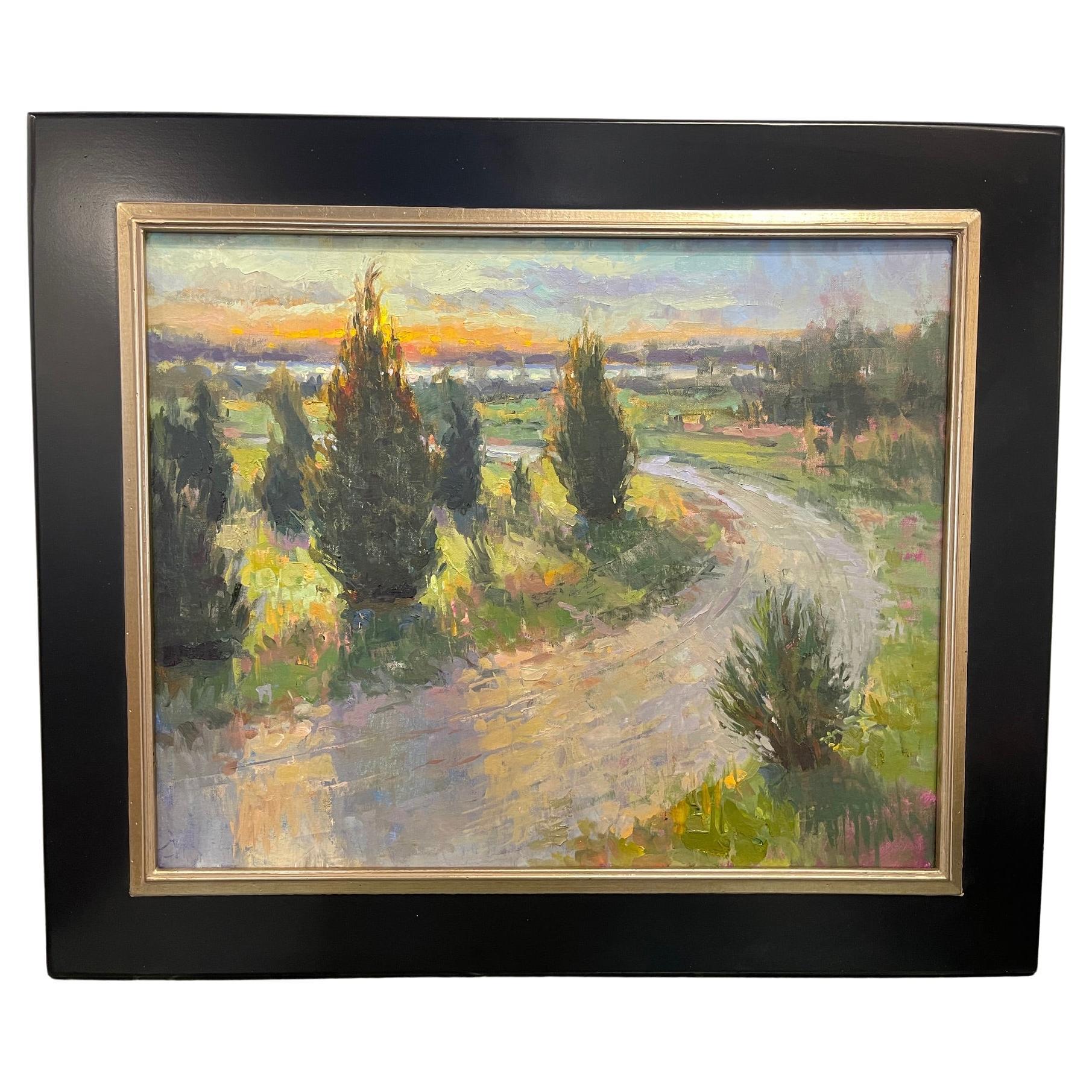 Framed Oil on Board "Fire" Landscape Scene by Jeff Markowsky For Sale ...