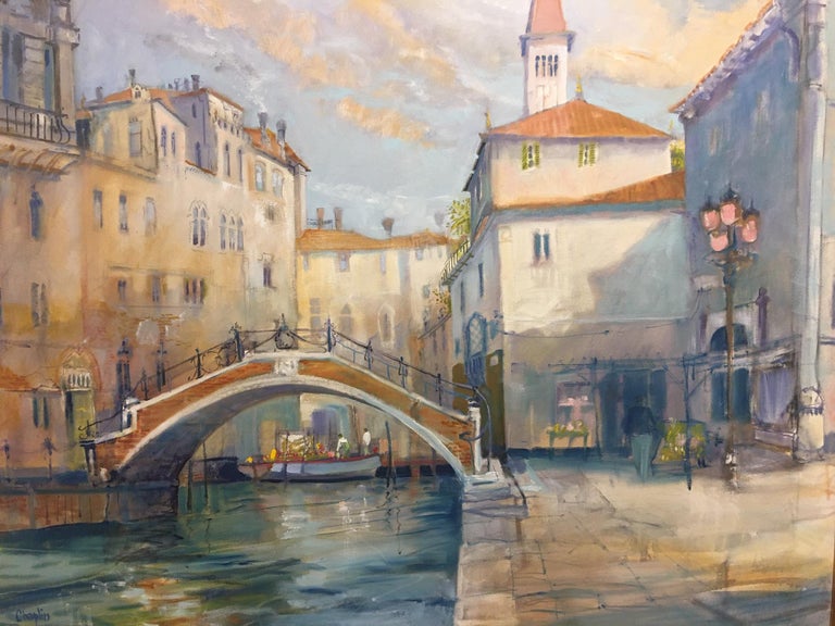 Framed Oil on Canvas "Backstreet Venice" - Michael Chaplin, 21st ...