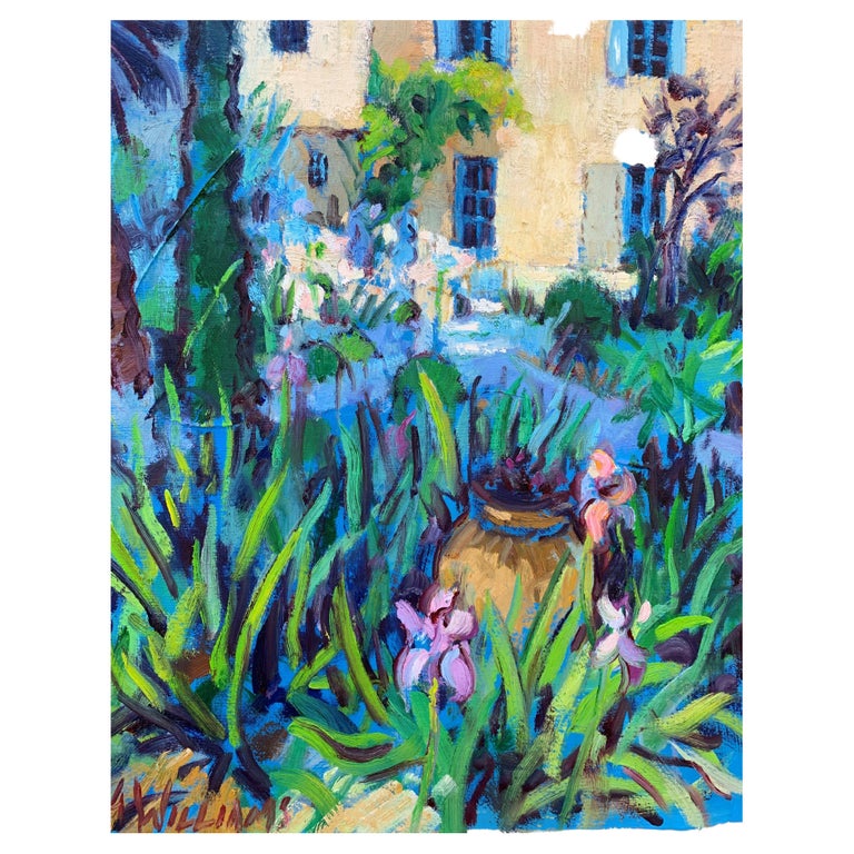 Framed Oil on Canvas "Our Garden from the Cottage" by Alice Williams ...
