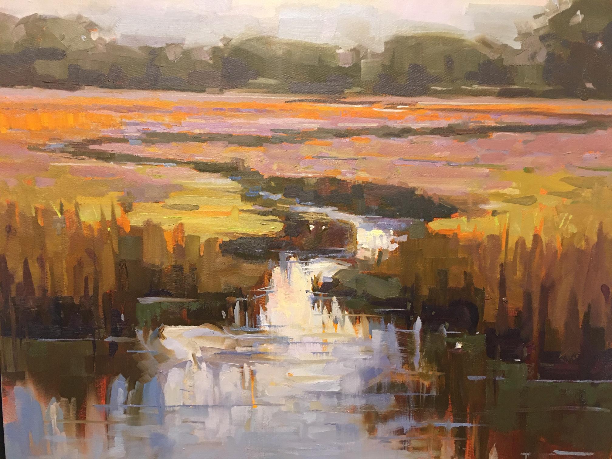 Framed Oil on Canvas "Placidity" Marsh Scene, Jeff Markowsky at 1stDibs
