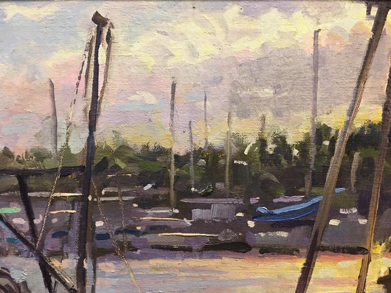 Framed Oil on Canvas "San Sebastian" Boat in the Marina Scene, Jeff ...