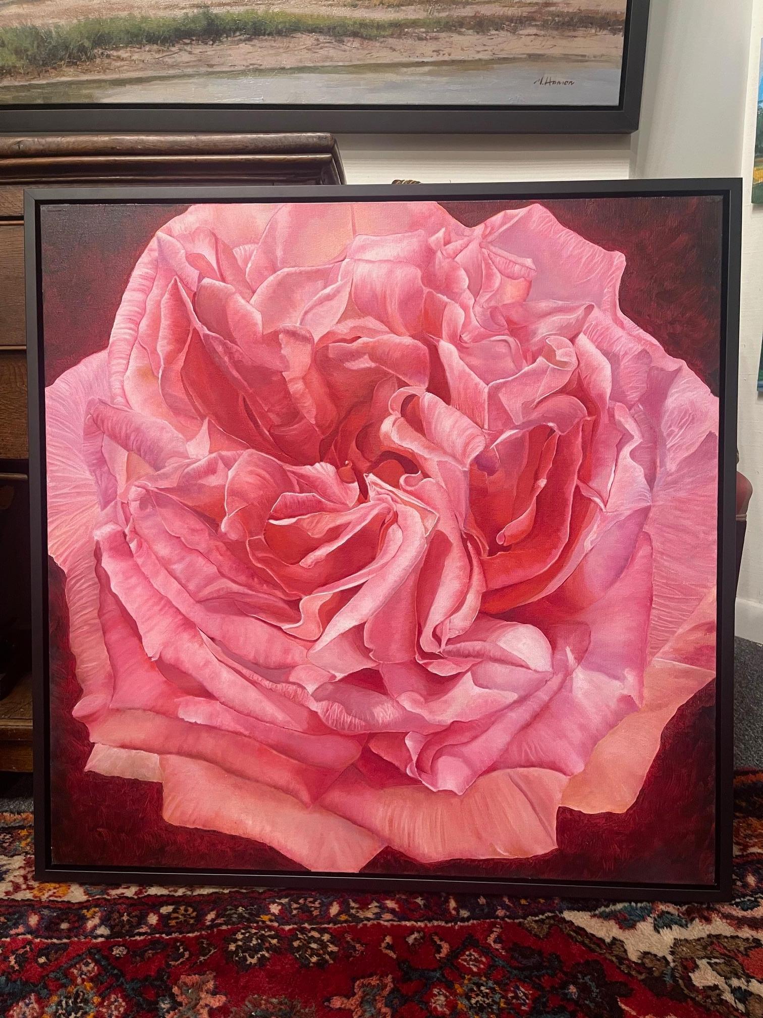 Framed Oil on Canvas "Vivienne" - Pink Color Rose by Shelly Gurton For ...
