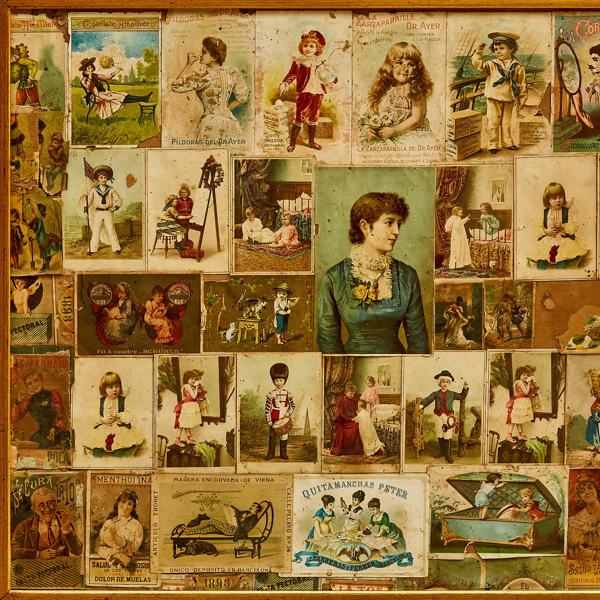 Framed Original Collage Postcard Publicity, circa 1880 For Sale at 1stDibs