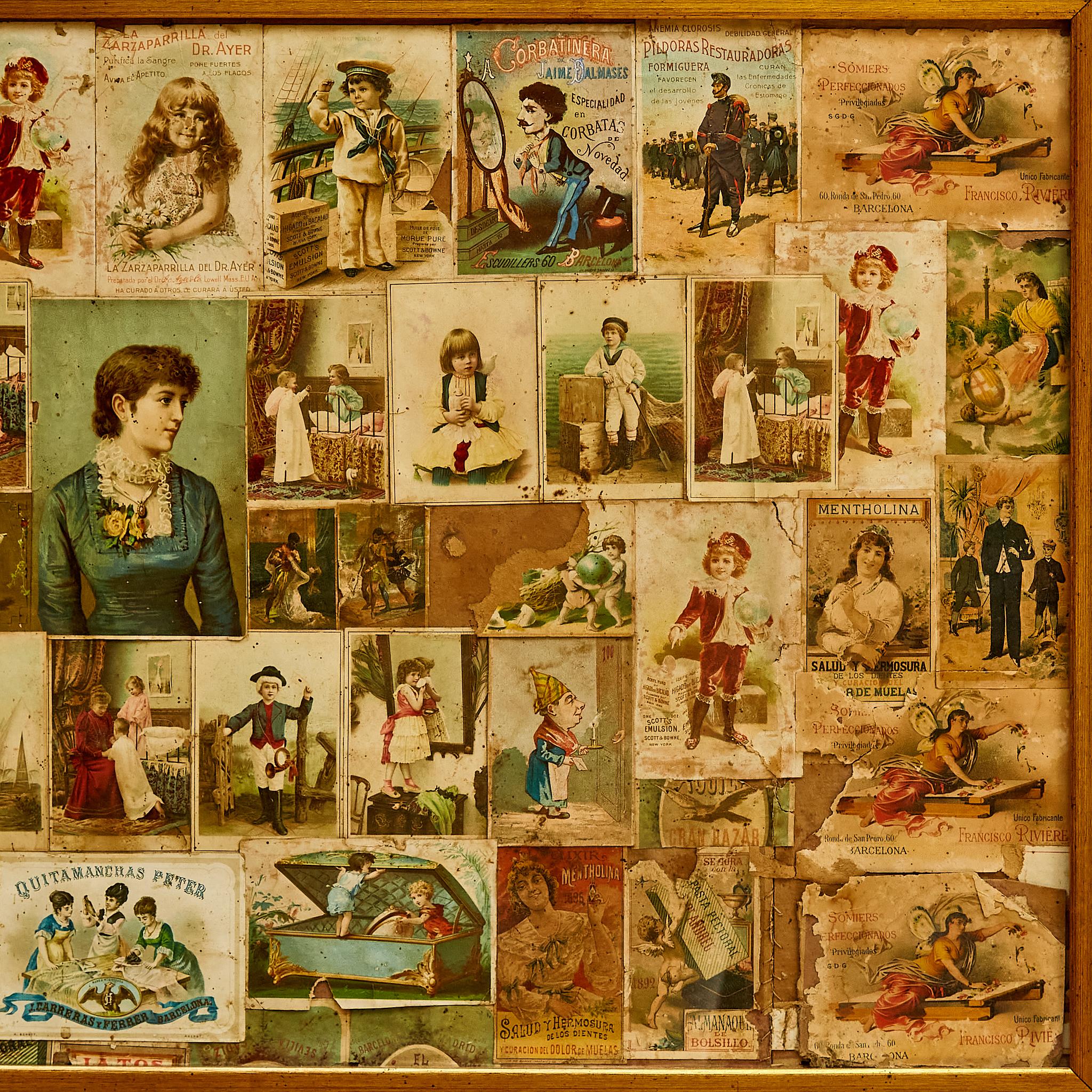 Framed Original Collage Postcard Publicity, circa 1880 For Sale at 1stDibs