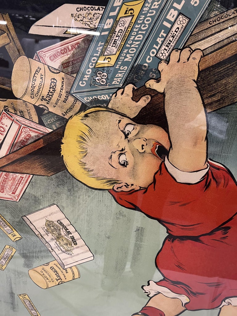 Framed, Original Vintage "Chocolat Ibled" Poster by Eugène Ogé For Sale at 1stDibs